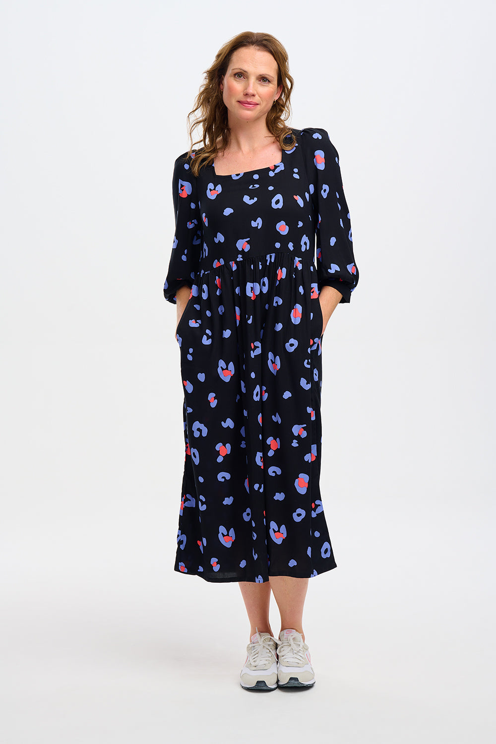 Rissa Midi Smock Dress - Black, Colour Pop Leopard – Sugarhill Brighton