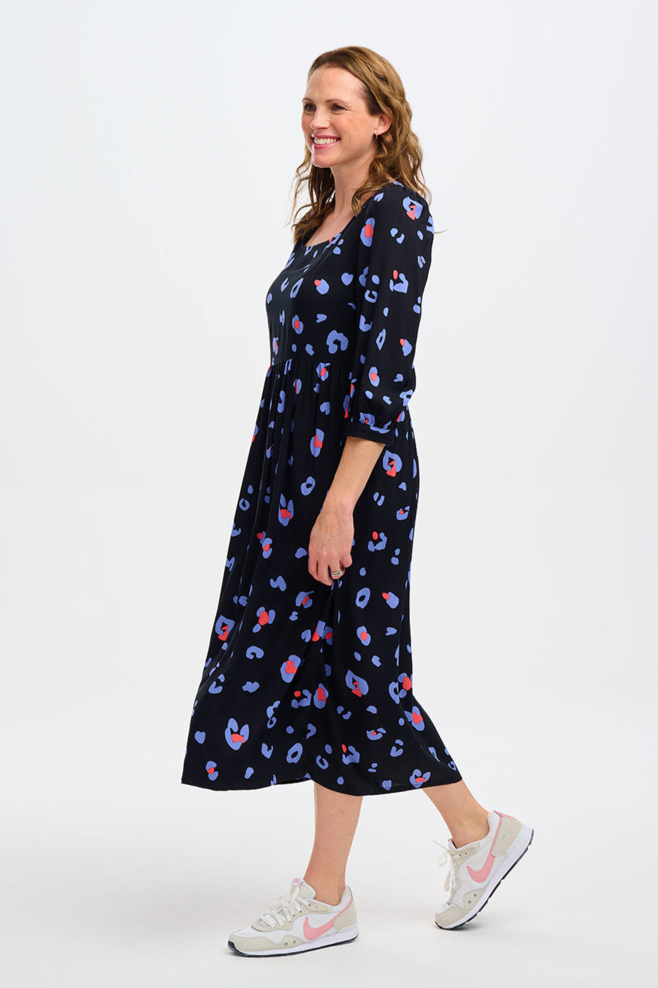 Rissa Midi Smock Dress - Black, Colour Pop Leopard – Sugarhill Brighton