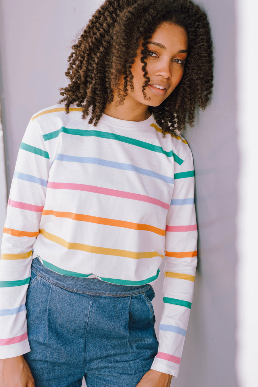 Brunswick Jersey Top - Off-White, Rainbow Stripe – Sugarhill Brighton