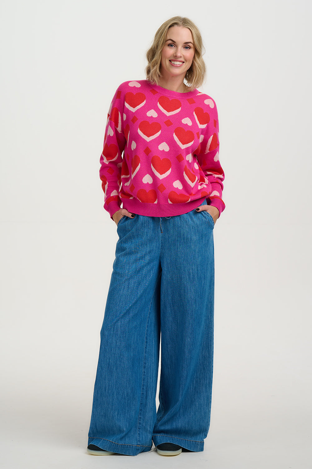 Andi Jumper - Pink, Geo Hearts – Sugarhill Brighton