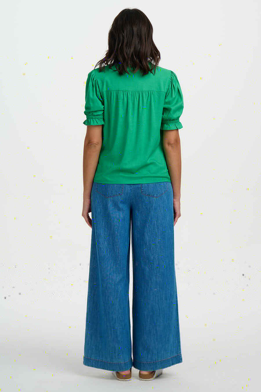 Angelique Shirred Top - Green, Rainbow Parrots Embroidery – Sugarhill ...