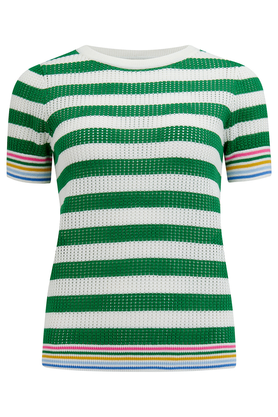 Arden Knit Top - Green/Off-White, Rainbow Tipping – Sugarhill Brighton