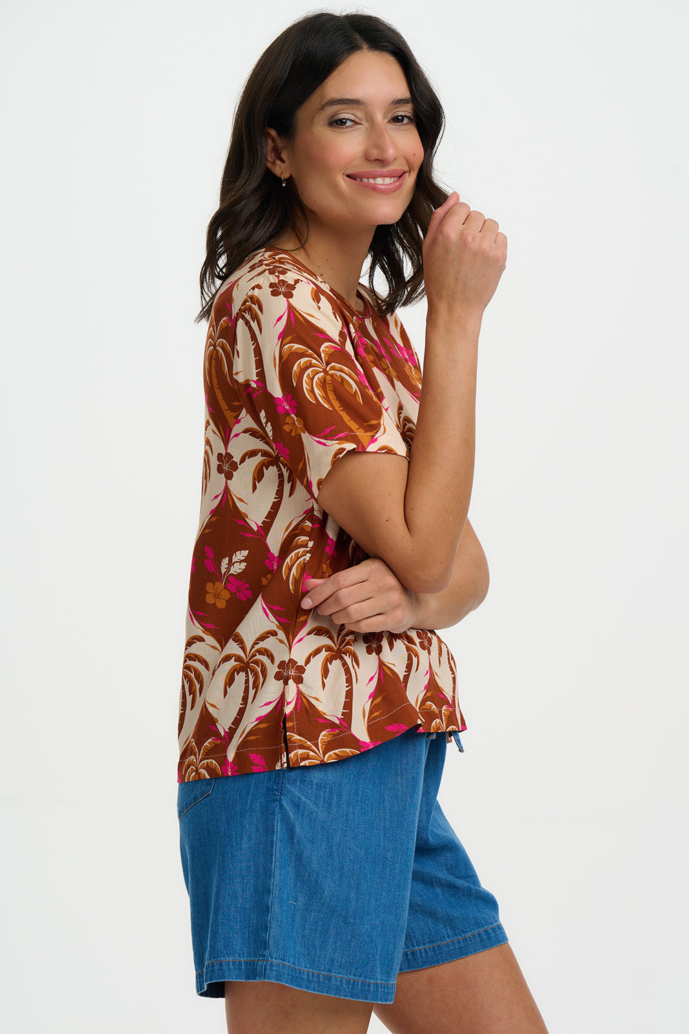 Christina Top - Browns, Palm Waves Tile – Sugarhill Brighton
