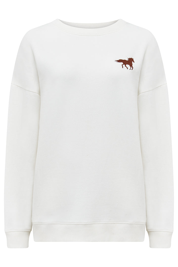 Eadie Relaxed Sweatshirt - Off White, Horse Print & Embro – Sugarhill ...