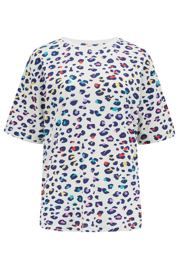 Kinsley Relaxed T-Shirt - Off-White, Rainbow Leopard – Sugarhill Brighton
