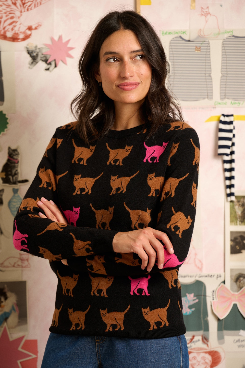 Lizzie Jumper - Black, Cat Repeat – Sugarhill Brighton