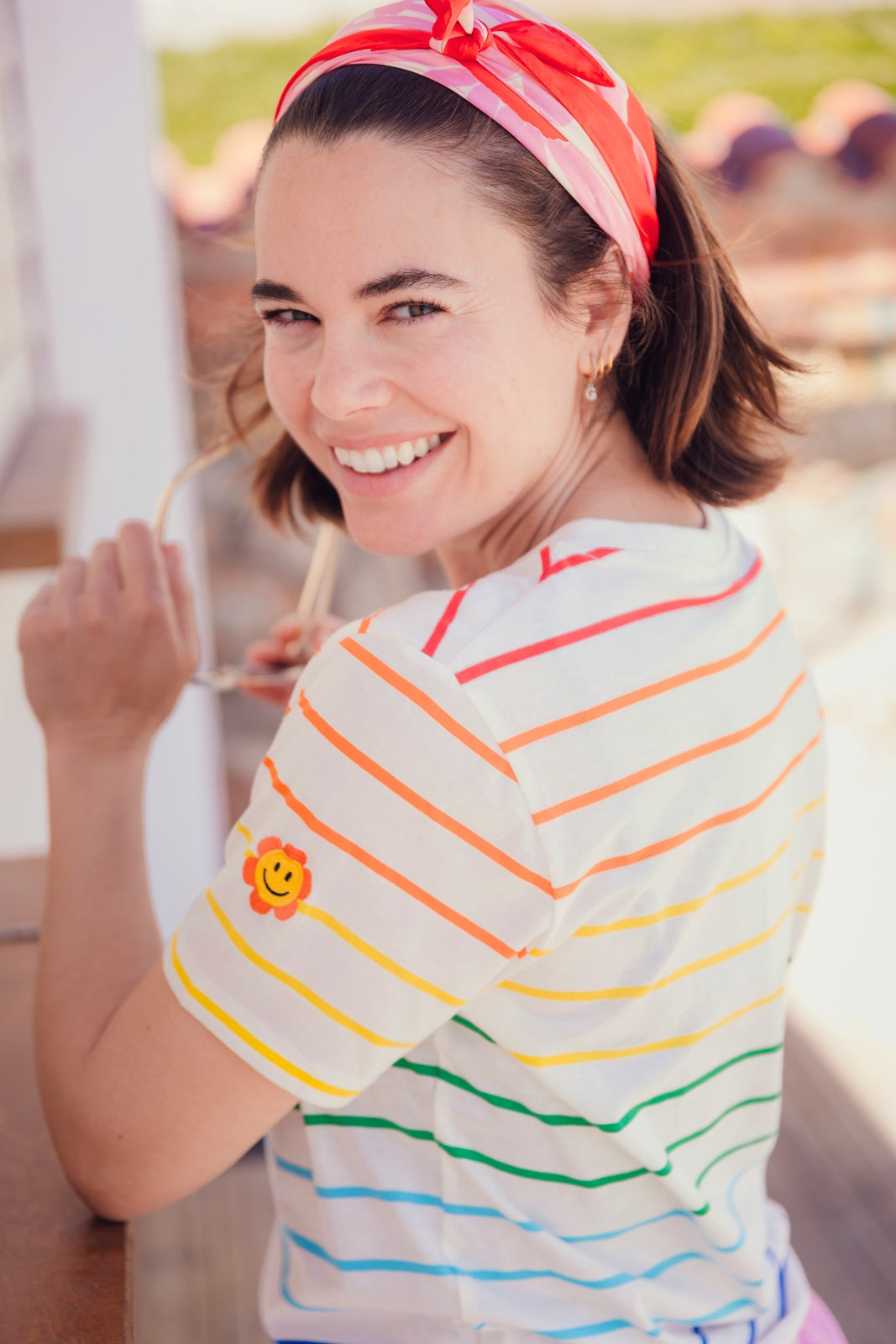 Maggie T-Shirt - Multicolour, Triple Rainbow, Flower Face – Sugarhill ...